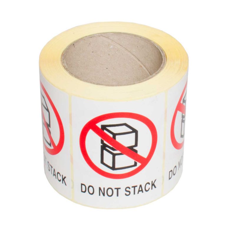 מדבקות HANDLE WITH CARE - גליל 500 מדבקות - 75X100 מ״מ - די.סי. פאק