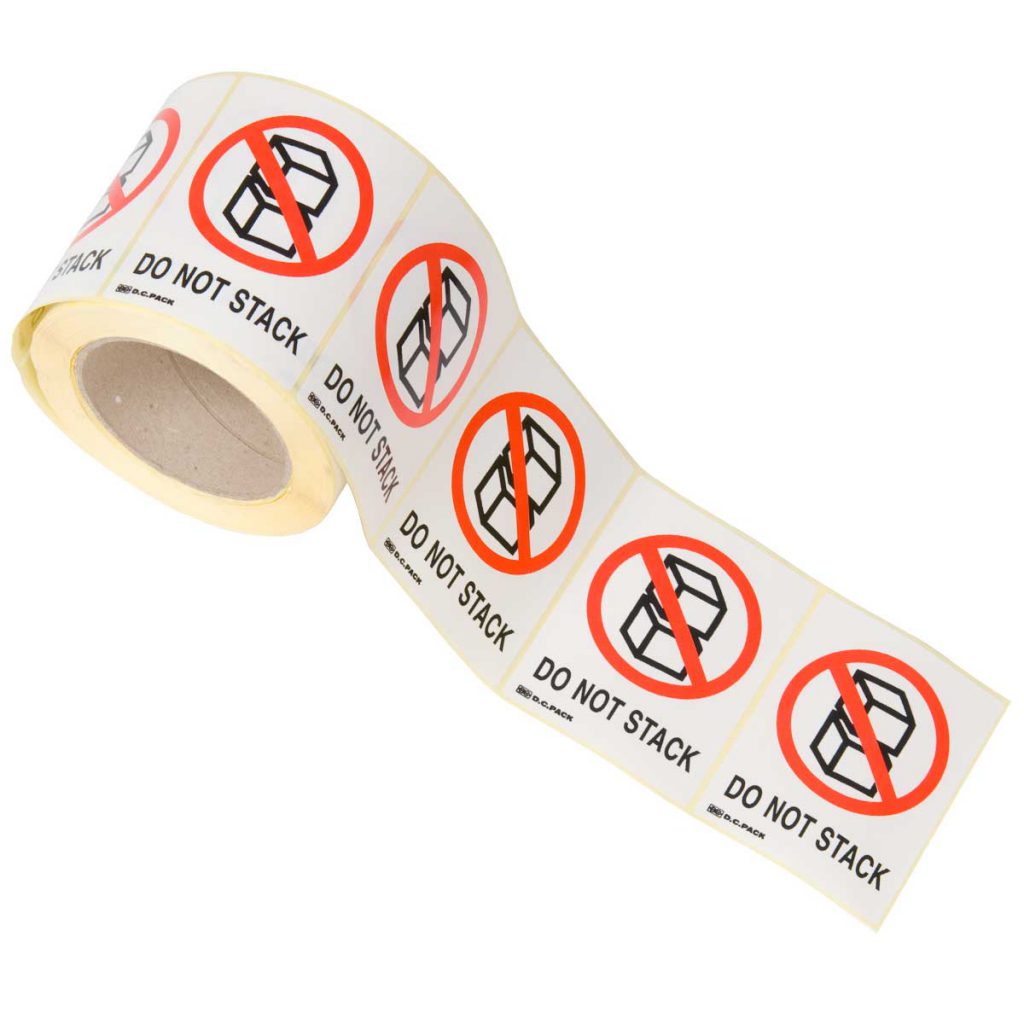 מדבקות Do Not Stack - גליל 500 מדבקות - 75X100 מ״מ - די.סי. פאק
